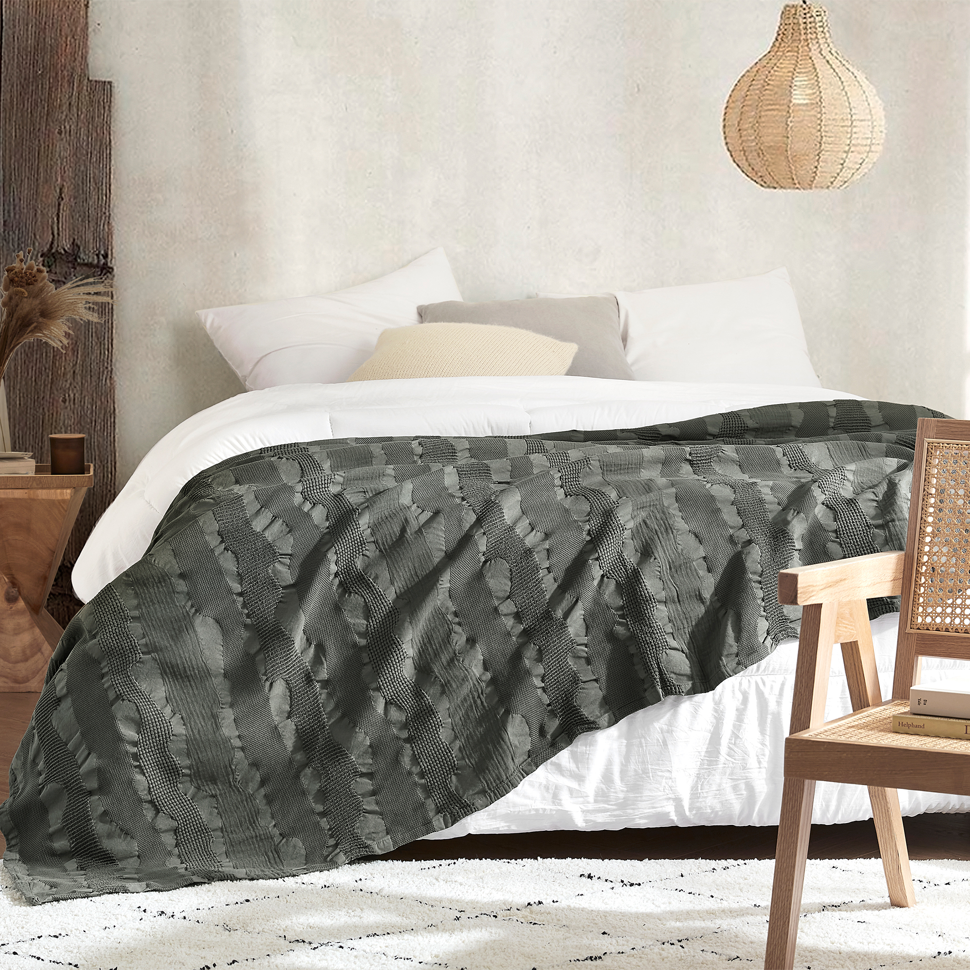 textured bed throw